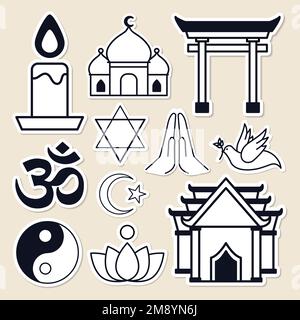 Mixed religious symbols sticker set vector Stock Vector Image & Art - Alamy