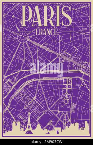 Road network poster of the downtown PARIS, FRANCE Stock Vector Image ...
