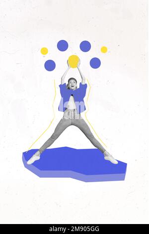 Creative retro 3d magazine collage image of funky smiling xmas santa ...