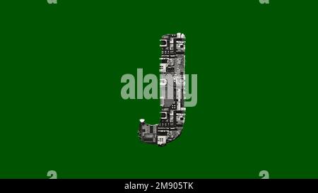 letter B - cyber scrap metal alphabet on green screen, isolated ...