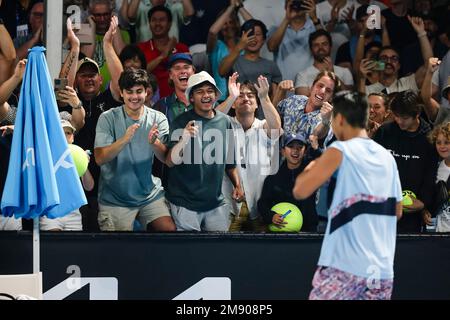 Rinky Hijikata of Australia celebrates victory against Jiri Lehecka of ...