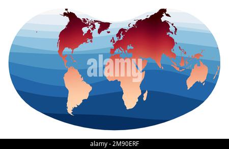 World Map. Hill eucyclic projection. Futuristic world illustration for ...