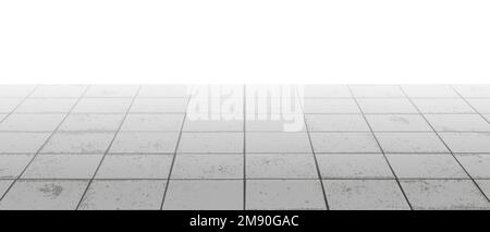 Vanishing perspective concrete block pavement vector background with texture. Tile floor surface ...