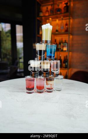Cocktail and shots b52 photography lounge bar Stock Photo - Alamy