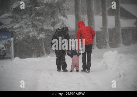 Winter time with heavy snow at Medvednica mountain in Zagreb, Croatia ...