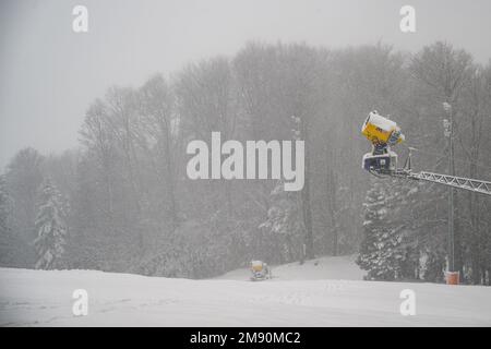 Winter time with heavy snow at Medvednica mountain in Zagreb, Croatia ...