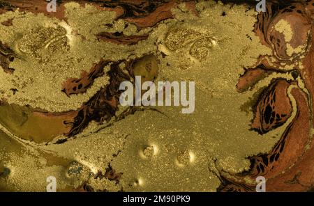 Marble Gold and Bronze Mixed Ink Pattern Stock Photo - Alamy