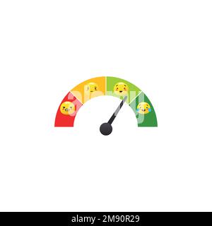 Emotional scale with arrow from green to red and face icons Stock ...