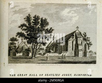 Illustration of the old Beaulieu Abbey in the New Forest, Hampshire ...