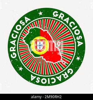 Graciosa round logo. Vintage travel badge with the circular name and ...