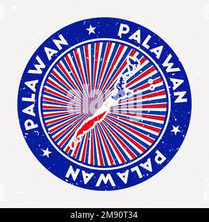 Palawan round logo. Vintage travel badge with the circular name and map ...
