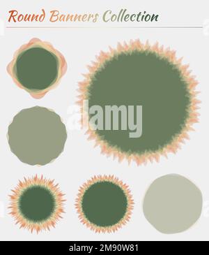 Round logos collection. Circular backgrounds in magenta colors. Neat ...