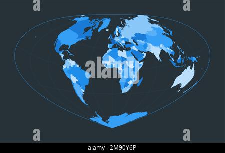 Map of The World. Bottomley projection. Globe with latitude and ...