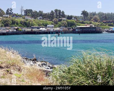 The rocky, rugged and wild mouth of the Noyo River, Noyo, Mendocino ...