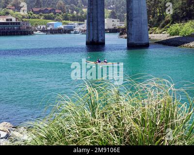 The rocky, rugged and wild mouth of the Noyo River, Noyo, Mendocino ...