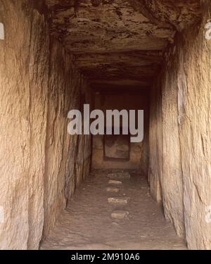 VISTA DEL INTERIOR DEL DOLMEN DE LA CUEVA DE LA MENGA - DETALLE DE UNO ...