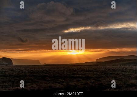 Morning Sunrise in Iceland. Cloudy Sky. Sunlight above the Clouds. Dark ...