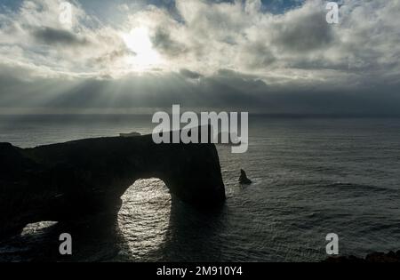 Dyrholaey Area in Iceland. Close to Black Sand Beach. Sunrise ...