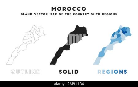 Morocco Map. Moroccan Country Map. Black and White National Nation ...