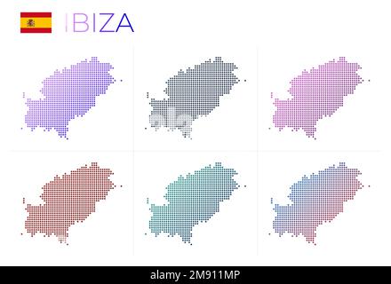 Ibiza map. Map of Ibiza in dotted style. Borders of the island filled ...