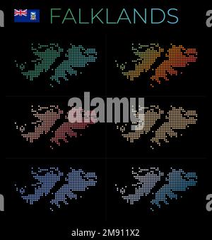 Falklands map. Collection of map of Falklands in dotted style. Borders ...