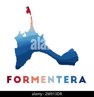Formentera map design. Shape of the island with beautiful geometric ...