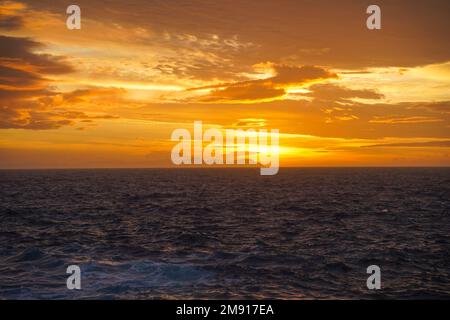 Sunset from Menorca, Mallorca can be seen at the horizon, Balearic ...