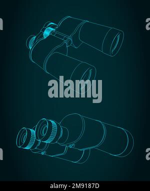 Stylized vector illustration of blueprints of optical sight Stock ...