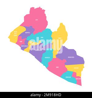 Liberia political map of administrative divisions Stock Vector Image ...