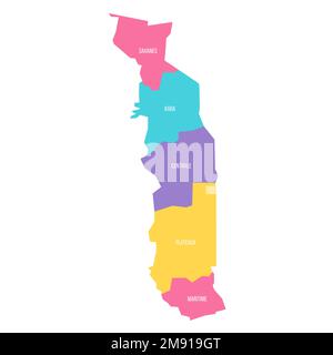 Togo political map of administrative divisions - regions. Flat vector ...