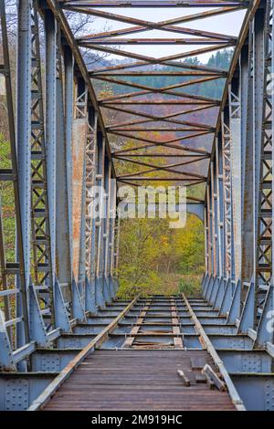 Old Blue Steel Beams Bridge Abandoned Railroad in Serbia Stock Photo ...