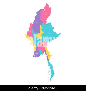 Vector map of Myanmar with regions, states and administrative divisions ...