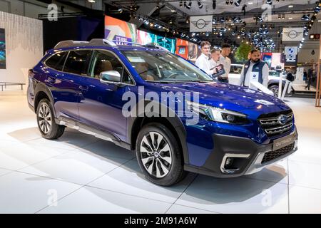 Subaru Outback car at the Brussels Autosalon Motor Show. Belgium ...