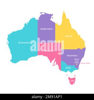 Australia, colored political map, with administrative divisions Stock ...