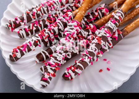 Chocolate Covered Pretzel Rods Stock Photo - Alamy