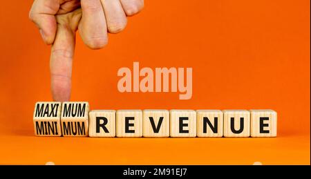 Maximum or minimum revenue symbol. Concept words Maximum revenue and ...