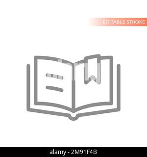 Icon Of Open Book With Bookmark. Editable Bold Outline With Color Fill ...