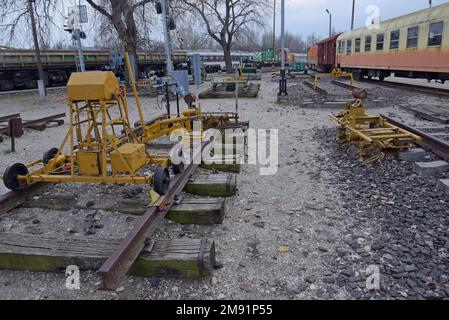 A vintage Drasine, or hand powered railway trolley used by track ...