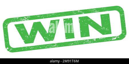 WIN text written on green zig-zag stamp sign Stock Photo - Alamy