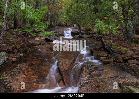 Waterfall on the slope of Cadillac Mountain in Acadia National Park ...