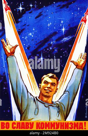 Vintage soviet Space Poster - Glory To The First Woman Cosmonaut ...