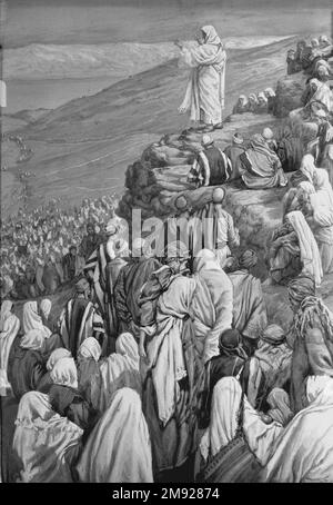 Jesus preaches the Sermon on the Mount. Illustration for The life of ...