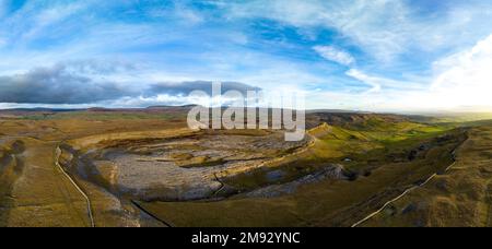 Limestone pavement panoramic drone aerials # of Crummock Dale near ...