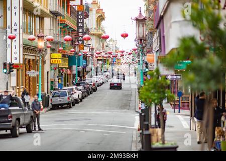 SAN FRANCISCO, USA - APRIL 2016: Beautiful red Chinese lanterns in ...