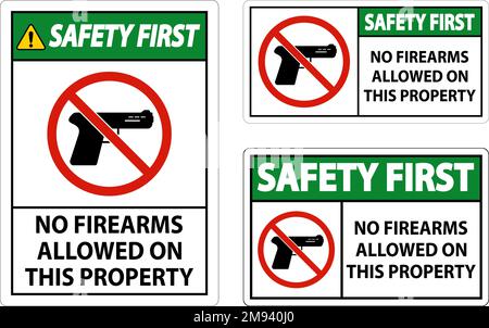 Safety First Firearms Allowed Sign Handguns Only Stock Vector Image ...
