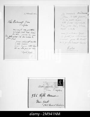 Letter in Rodin's Hand. Thank You Note for a Christmas Card Auguste ...