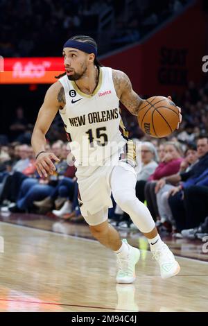 New Orleans Pelicans guard Jose Alvarado (15) turns to the bench after ...