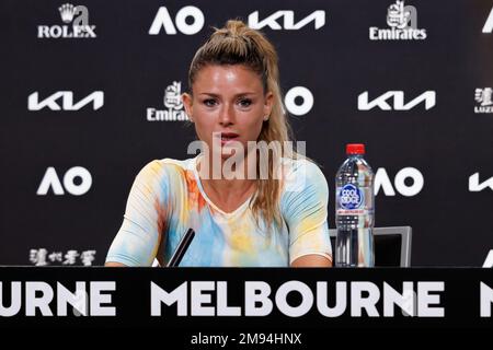January 17, 2023: Camila GIORGI of Italy at a post-match media ...