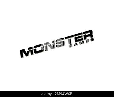 Monster Games, Rotated Logo, White Background B Stock Photo - Alamy
