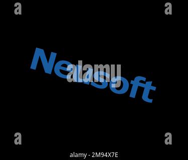 Neusoft, rotated logo, black background Stock Photo - Alamy